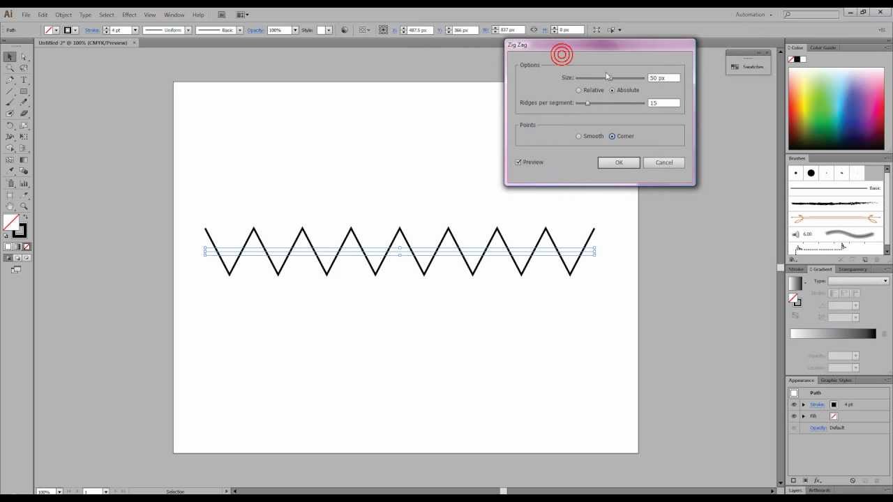 How To Create A Zig Zag And Curvy Line In Illustrator YouTube