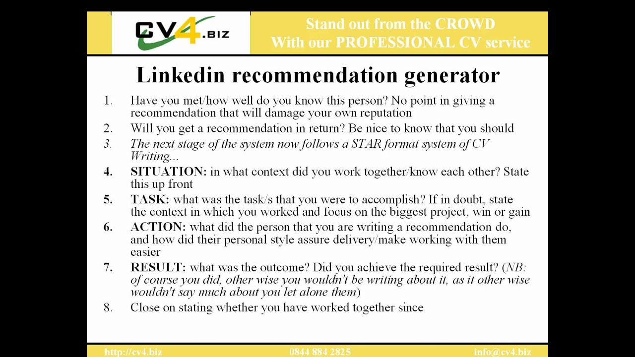Linkedin Recommendation Examples YouTube